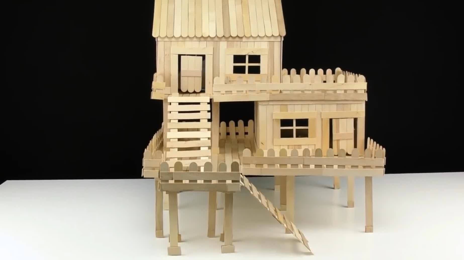 用冰棒棍给老鼠做一个房子