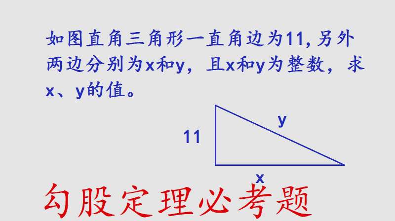 初中数学勾股定理必考题,已知x²+11²=y²,求x和y