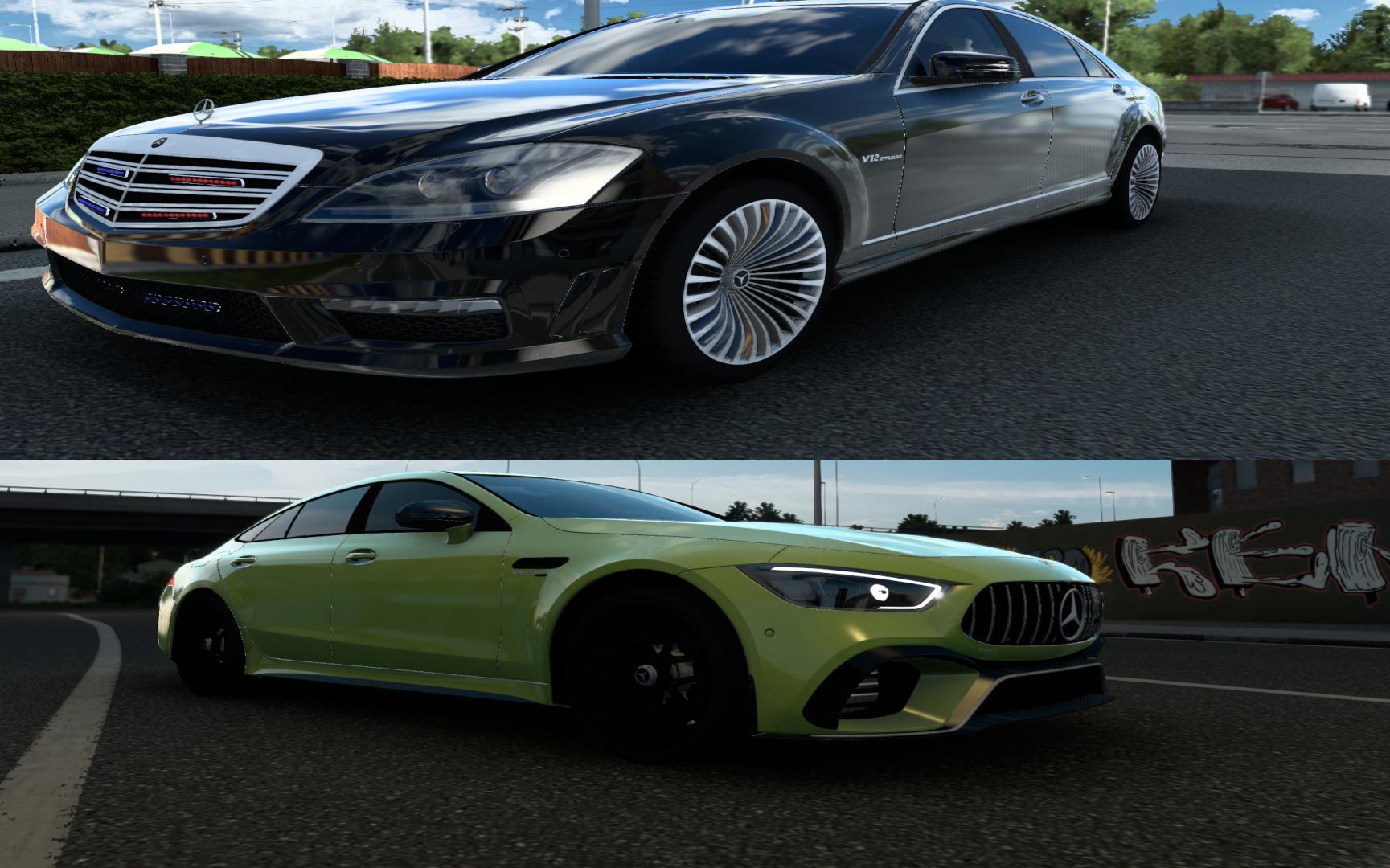 欧洲卡车模拟2-两款精品小车MOD:奔驰AMG S65+GT63S