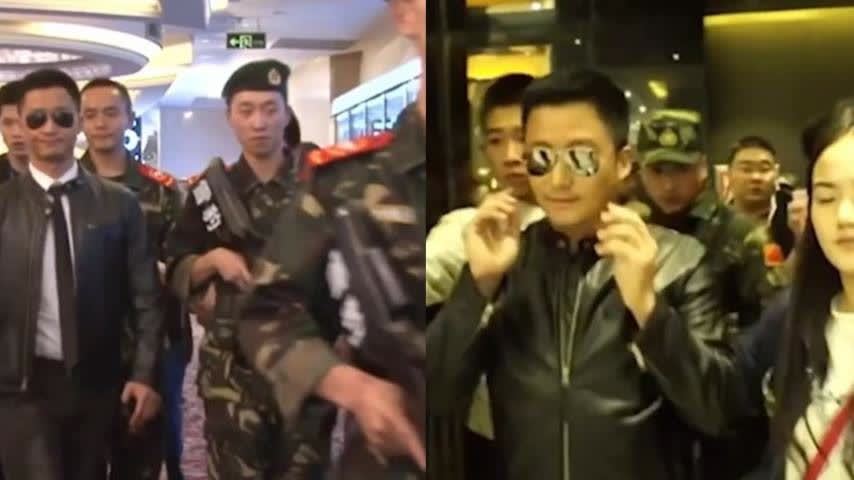 吴京回妻子老家合肥宣传新片,现场人山人海太热情,武警亲自护卫