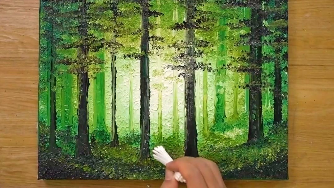 油画艺术:如何画一幅森林丙烯画技法
