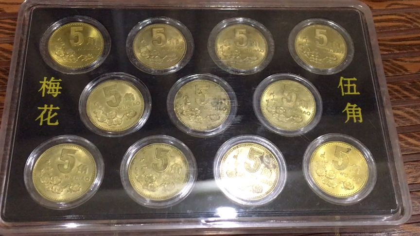 收集一套梅花5角硬币,11个年份,品相不错,有一定的收藏价值