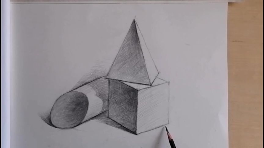 基础素描,几何体组合!#素描基础 #素描几何体 #美术生日常