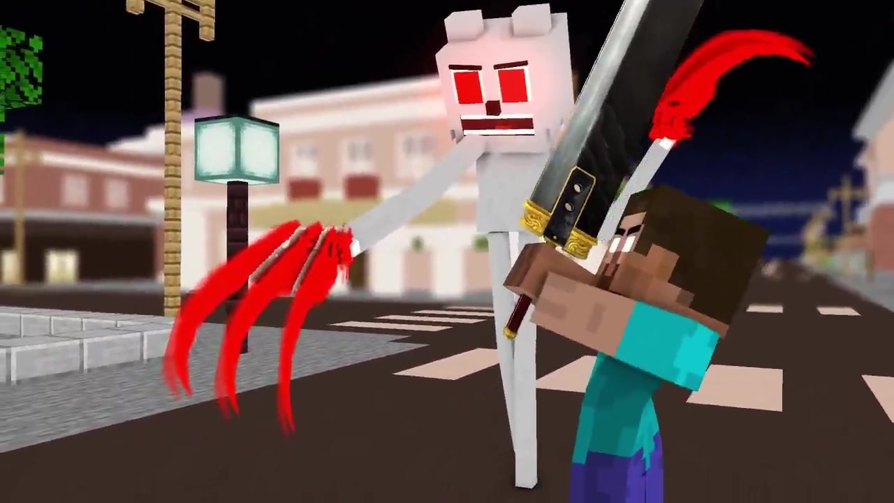 MC动画:怪物学校《卡通猫之战》,him与怪物们VS巨型卡通猫!