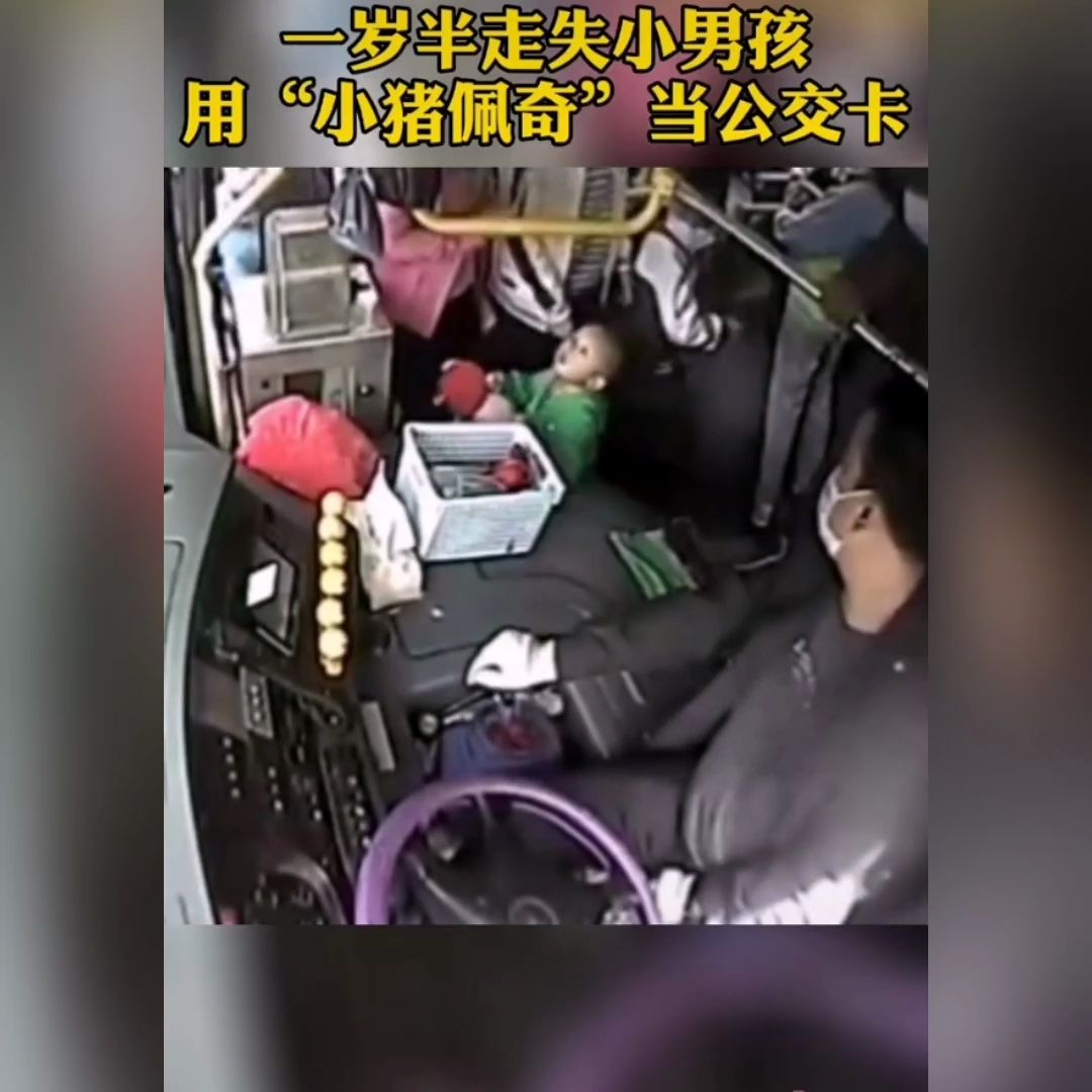 一岁走失小男孩用“小猪佩奇”当公交卡,太可爱了