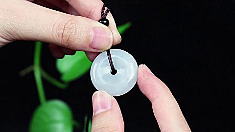 祥祯福 天然翡翠平安玉扣吊坠翡翠春带彩平安扣颈饰挂件 带证书