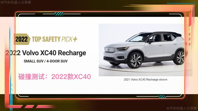 碰撞测试:2022款沃尔沃XC40纯电动SUV,正面侧面成绩展示!