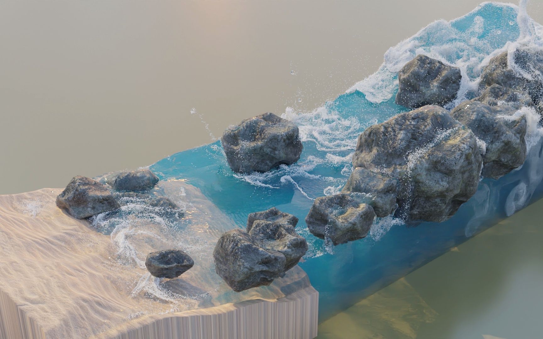 [Blender] 沙滩海浪CG场景 Flip流体初尝试