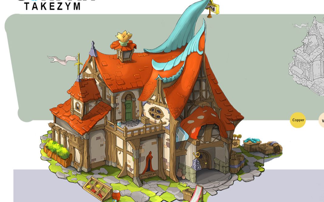 3Dmax建模;手绘游戏场景小房子模型全流程制作