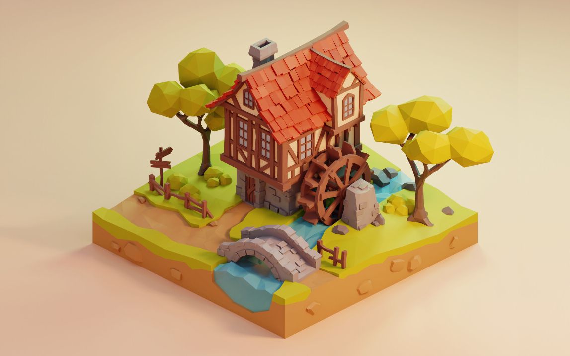 3DMAX卡通场景建模,零基础建模案例教学,布线技巧与实操讲解