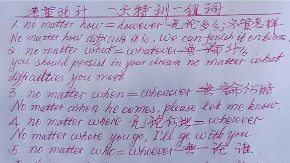 特训no matter五种用法比较