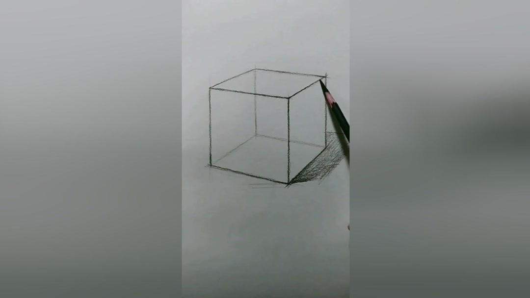 正方体结构素描的绘制过程#手绘