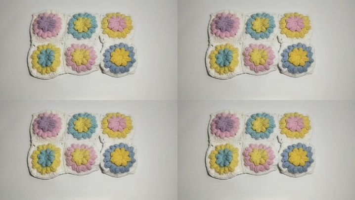 毛线编织 爆米花针花型 可钩毛毯抱枕花片