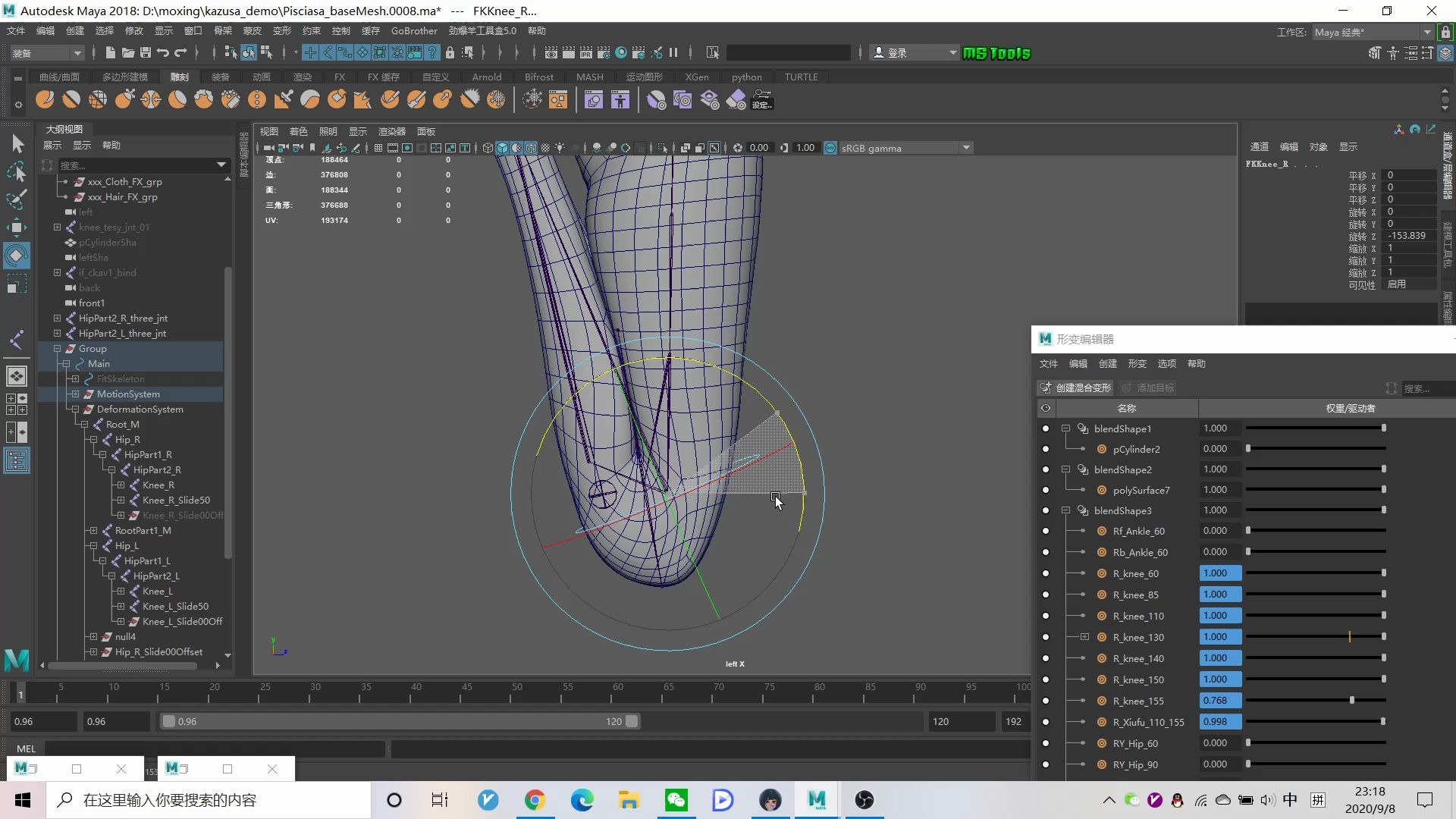 三段腿骨骼搭配bs修型绑定测试