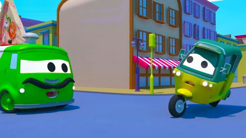 儿童益智启蒙动画:摩托车救援三轮车