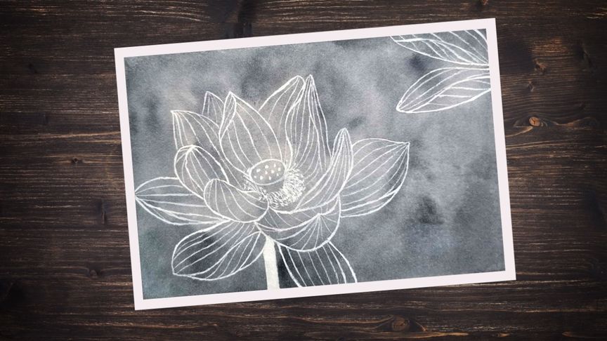 【水彩手绘】黑夜生长的荷花,简单的水彩绘画教程,适合新手自学