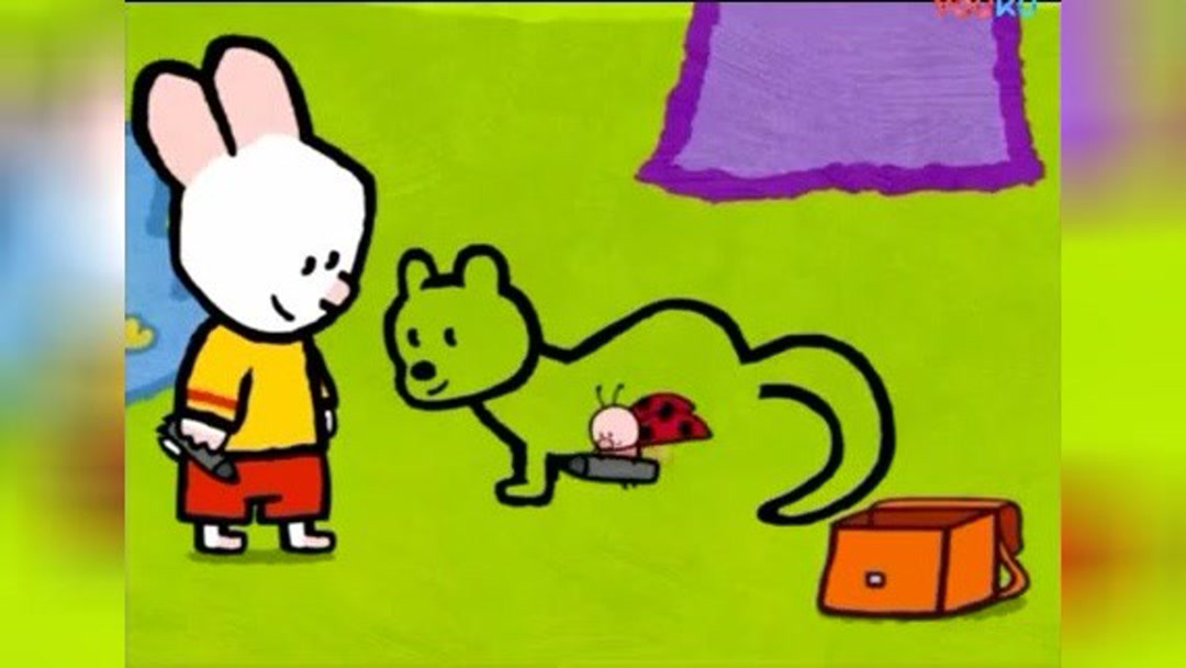 简笔画大全_46.画一只臭鼬给我_小兔子路易简笔画动画