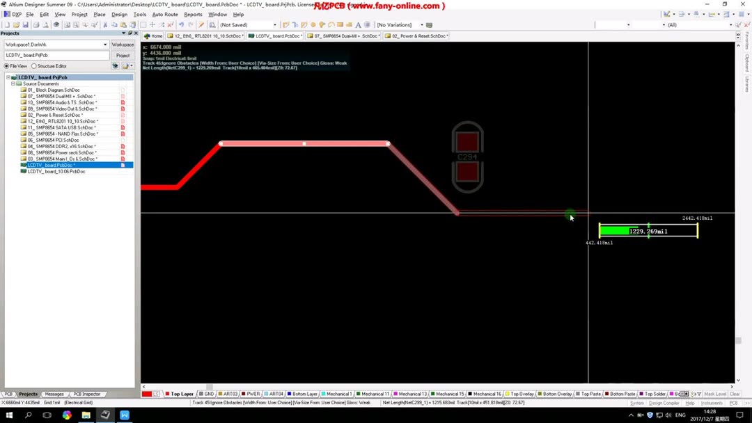 Altium PCB中走线怎么显示长度信息 凡亿PCB