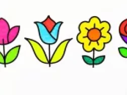 幼儿早教简笔画, 简单的画小花朵并学填色