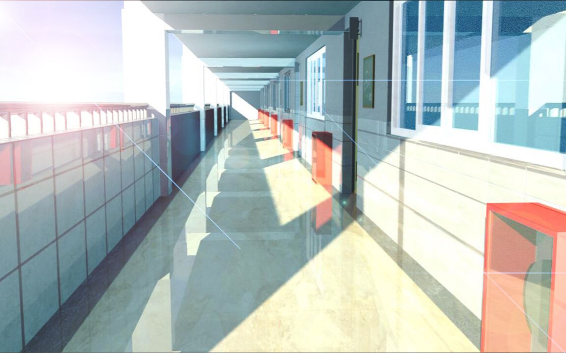 教室走廊模型制作,MAYA场景建模,3d游戏建模