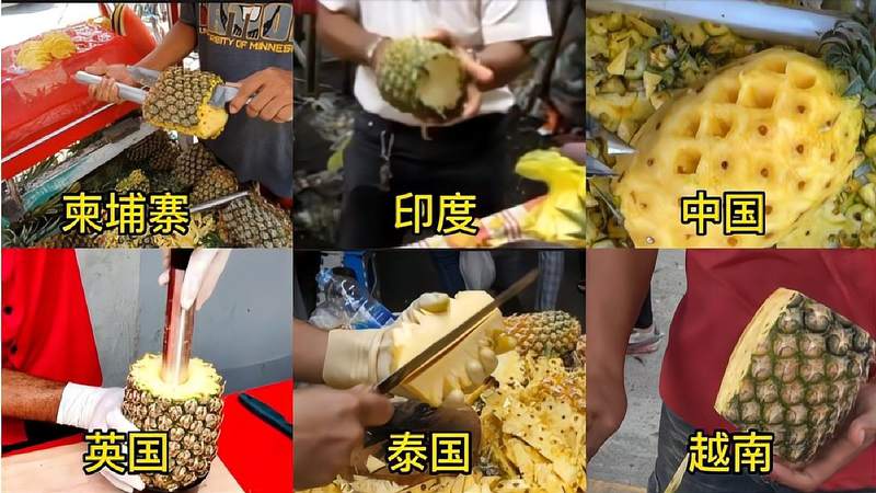 盘点不同国家切菠萝,泰国刀法精湛,印度独特,中国不浪费