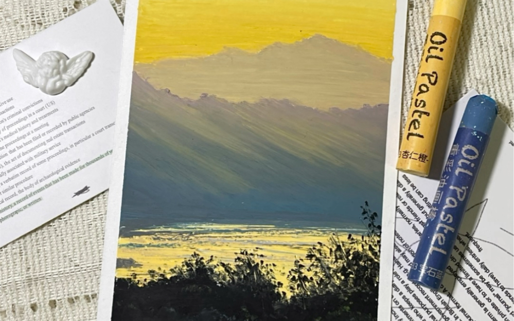 油画棒|落日霞光(简单容易 适合新手)