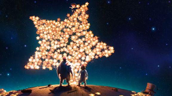 皮克斯动画:祖孙三人到月亮上扫星星,男孩一顿操作,简直美哭!