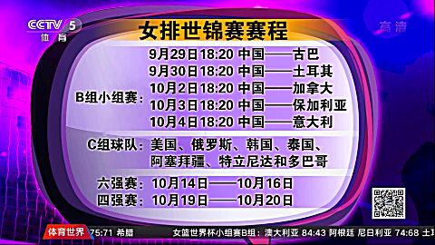 2018世界女排锦标赛赛程 B组小组赛中国女排首战古巴 体育世界 ...