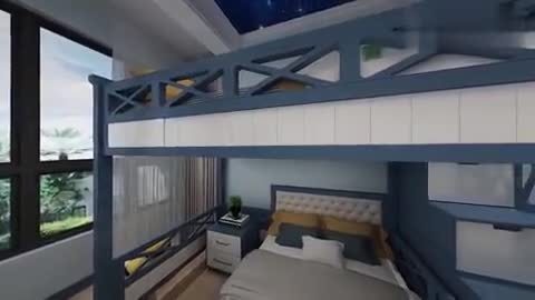 两个男孩子的房间怎么设计才好看实用 建议上下床星空顶风格