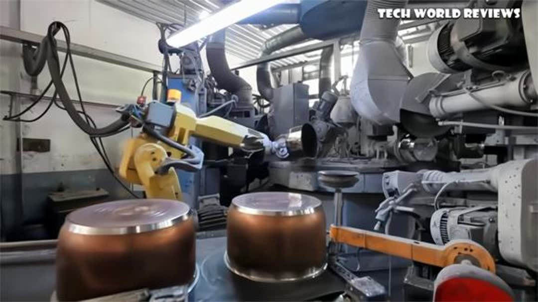 工厂实拍金属器皿生产制作过程,这自动化水平怎么样?