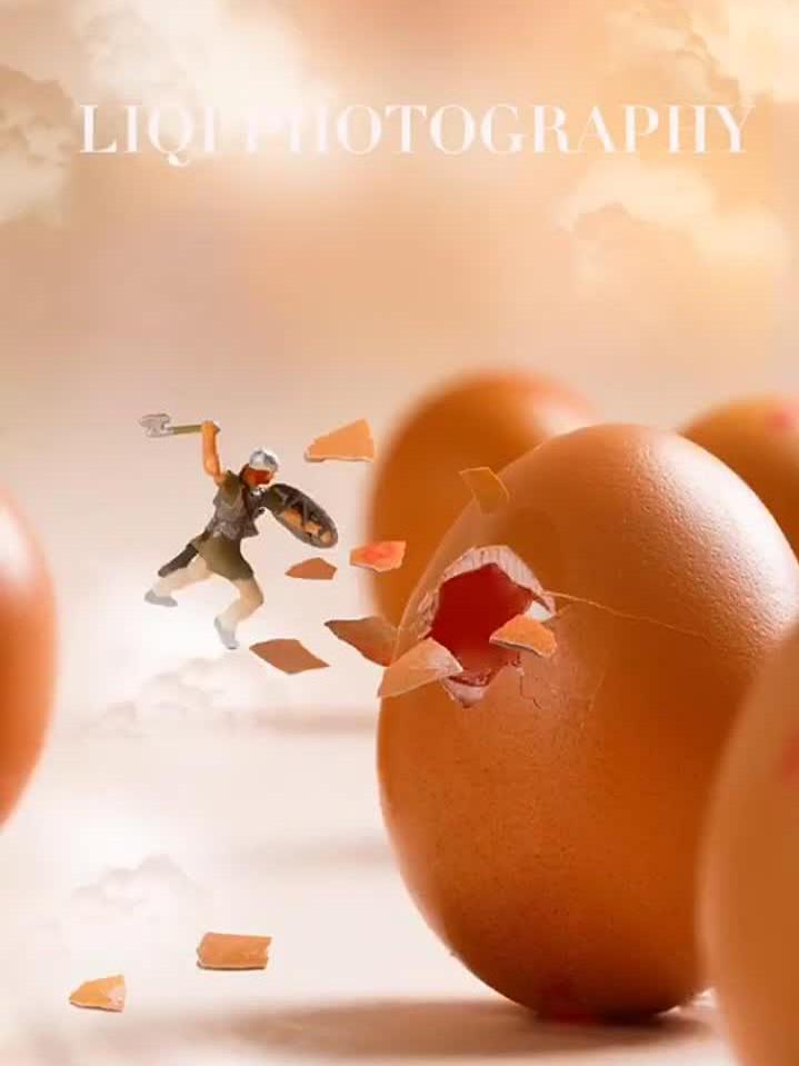 摄影创意拍摄产品拍摄拍摄花絮鸡蛋定格动画微缩世界里的鸡蛋