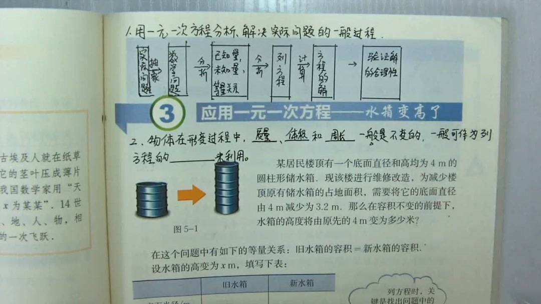 第五章3应用一元一次方程--水箱变高了