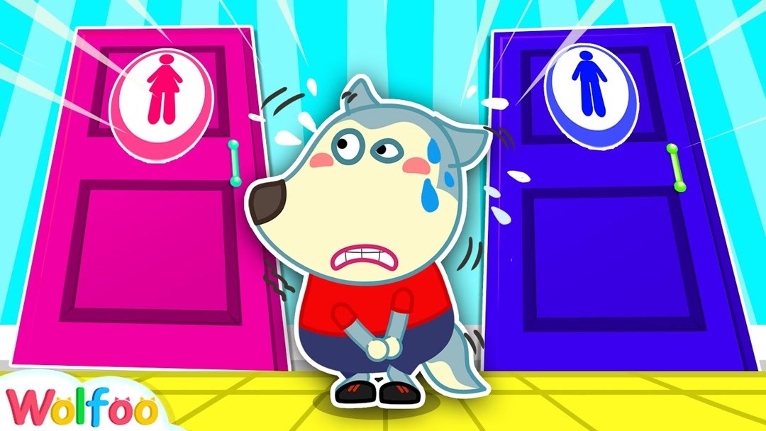 沃尔夫动画:沃尔夫上厕所分不明白男女厕所,弄出了很多笑话