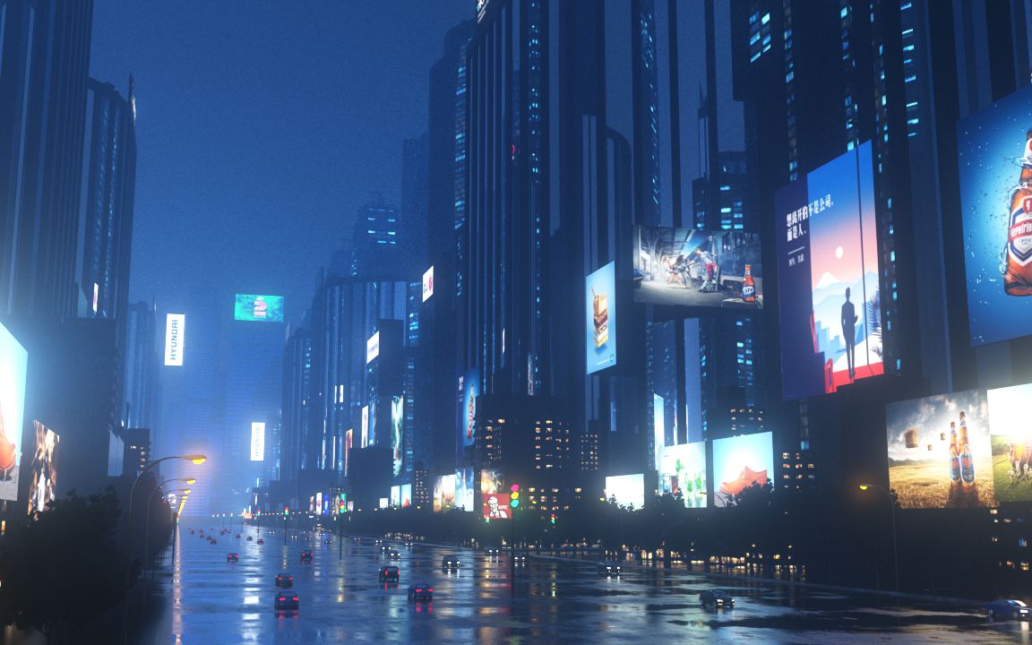 【TVart教程】C4D+OC+RS 渲染制作赛博朋克风格场景 试听课(一)