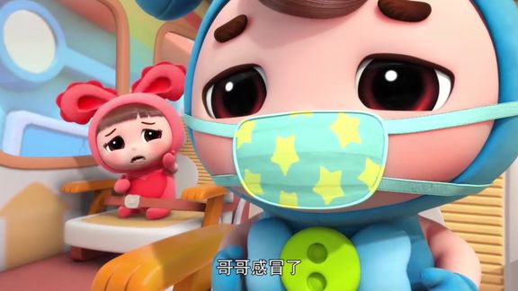 逗逗感冒了,在车上带上口罩,这样就会传染其他人了