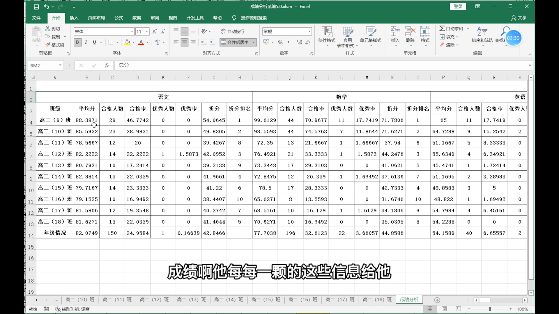 VBA制作的成绩分析系统