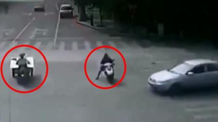 二轮电动车这是赢在了起跑线上, 捡了一条命!