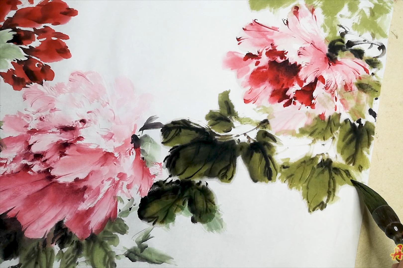 大写意国画牡丹不好画?我也不敢说简单,这灵动画法会画不会教