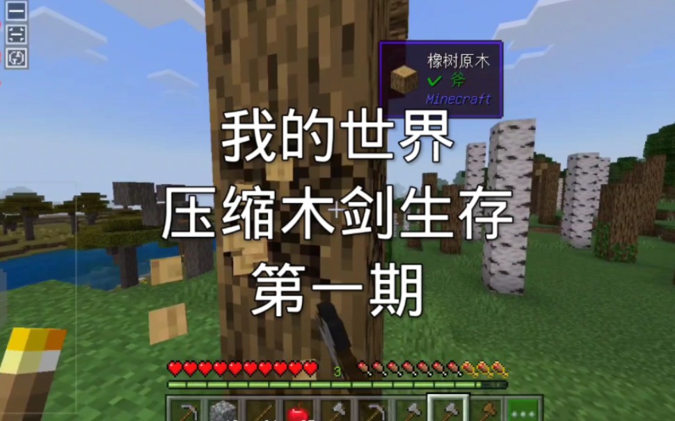 【我的世界】压缩木剑生存第一期:经过一顿砍伐合成了三把三级木棒