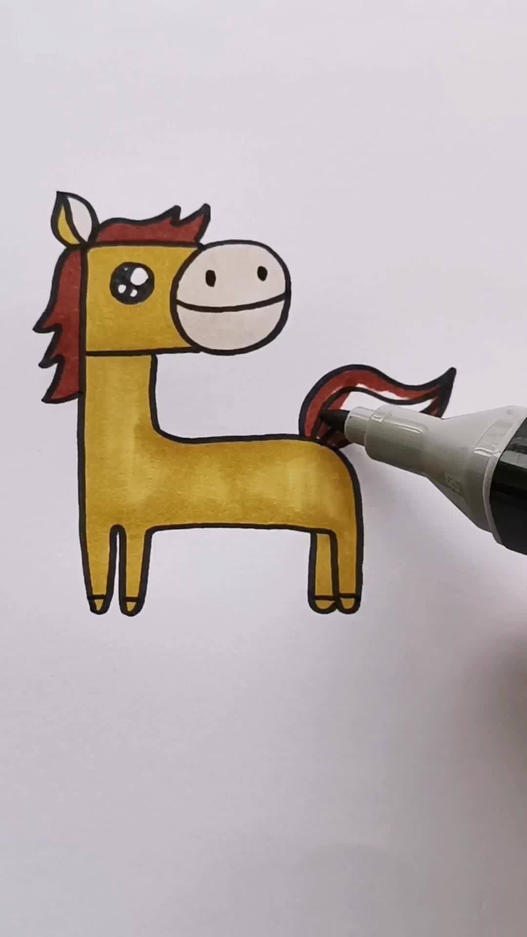 字母F画小马~学不会你打我!@ #马 #简笔画#儿童简笔画 #想画就画 #...