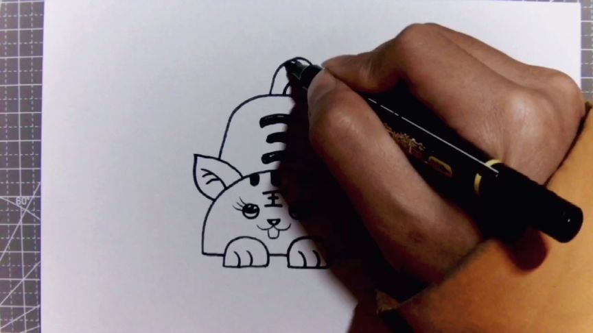 儿童画简笔画189 用三个字母D手绘卡通小老虎画法,在家学画画