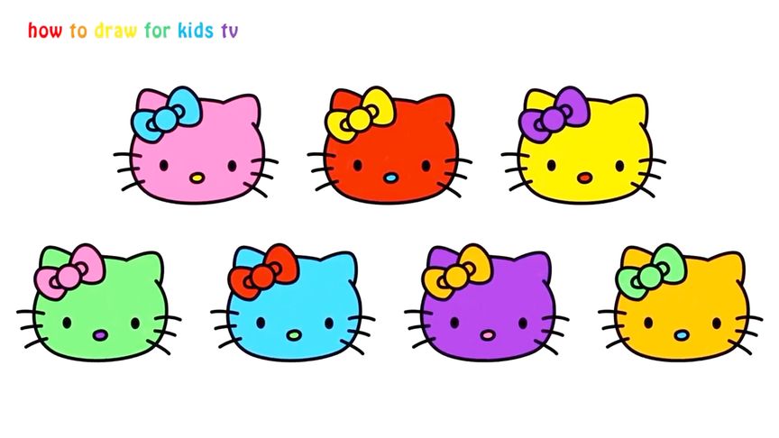 亲子育儿简笔画,教宝宝画两排可爱的hello kitty