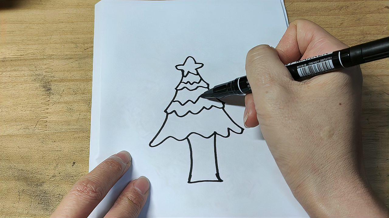 阿美简笔画:今天一起学习“圣诞树”的画法,快跟我一起开始吧