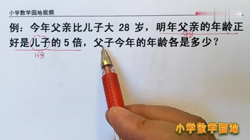 四年级数学奥数课堂 这个年龄问题实际就是倍数问题中的差倍问题