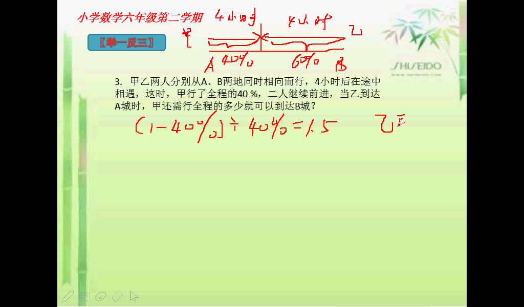 小学数学六年级数学奥数举一反三第二周百分数应用题行程问题