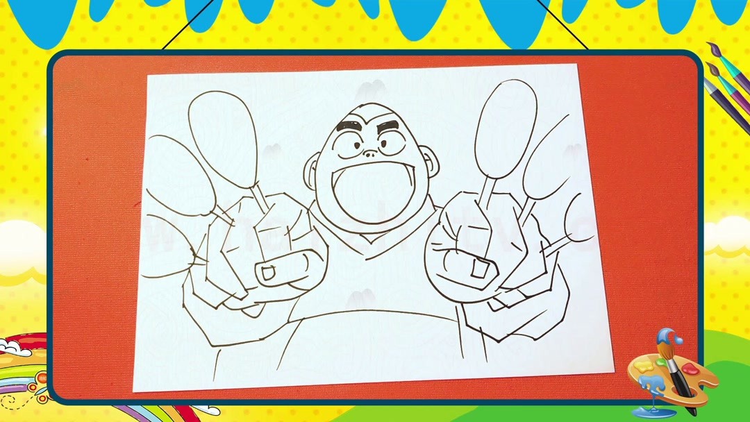 手绘卡通简笔画之画名侦探柯南中的贪吃的小岛元太