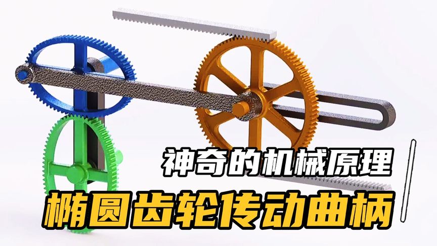 神奇的机械原理,椭圆齿轮传动曲柄。
