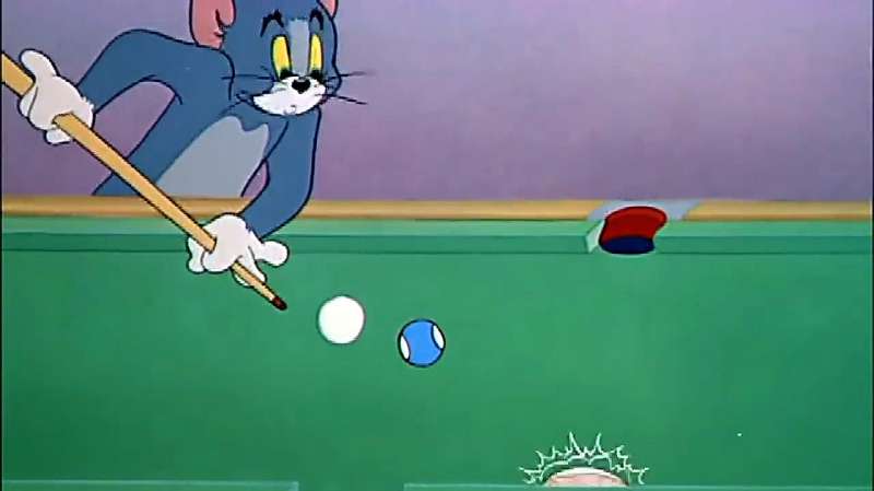 猫和老鼠:汤姆打桌球,没想到一杆打进了杰瑞的窝