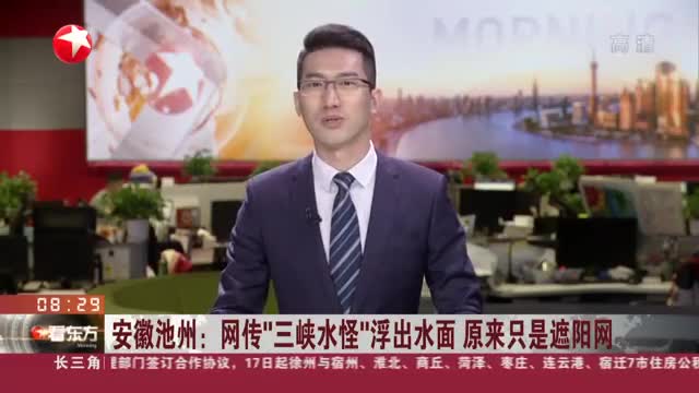 安徽池州:网传“三峡水怪”浮出水面 原来只是遮阳网