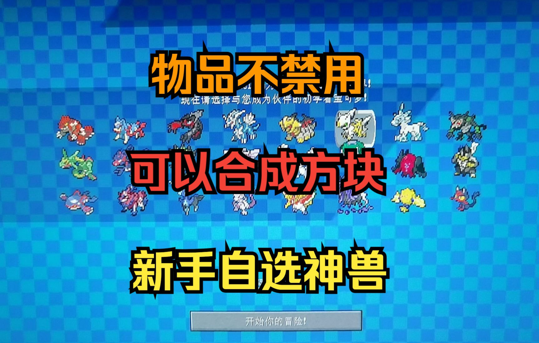宝可梦服务器新手进服自选神兽而且物品不禁用并且幸运方块可以合成...